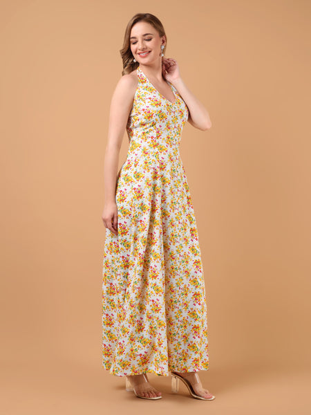 Buy FLORA Halter Neck Dress- Yellow – The Leisureloom – The Leisure loom